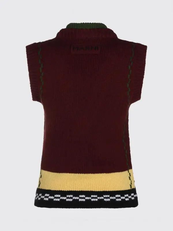 Marni Bicolour Abstract Pattern Wool Crewneck Waistcoat