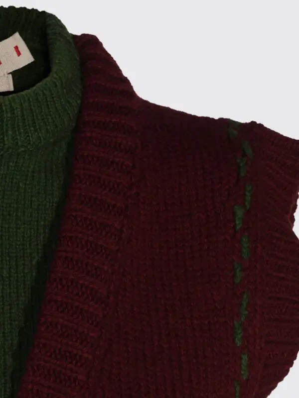 Marni Bicolour Abstract Pattern Wool Crewneck Waistcoat
