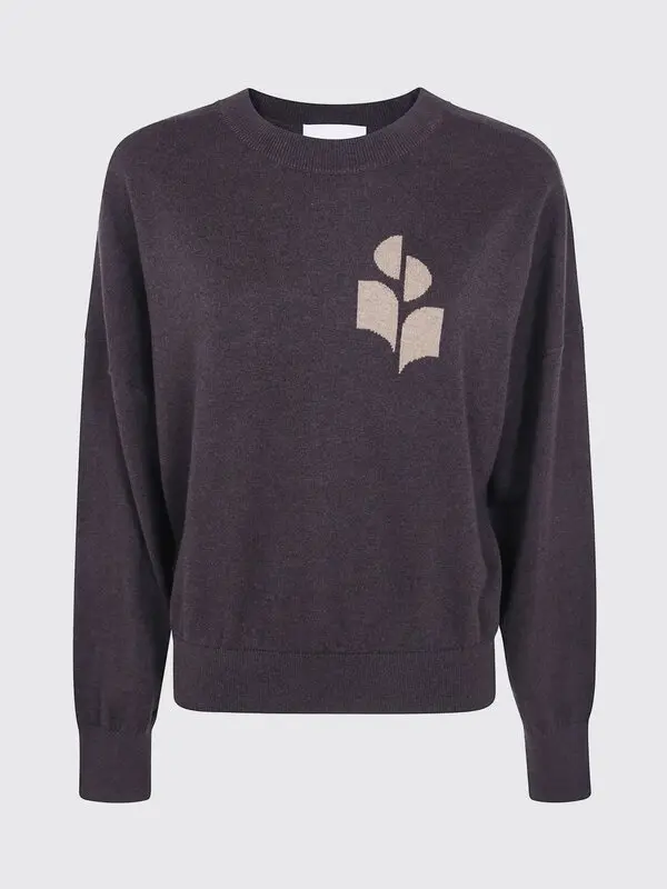 Isabel Marant Étoile Jacquard Logo Cotton And Wool Crewneck Jumper - Cocoa