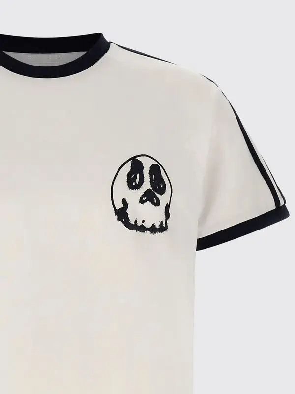 Y3 Short-sleeved Cotton T-shirt With Skull Graphic Print And Contrast Logo