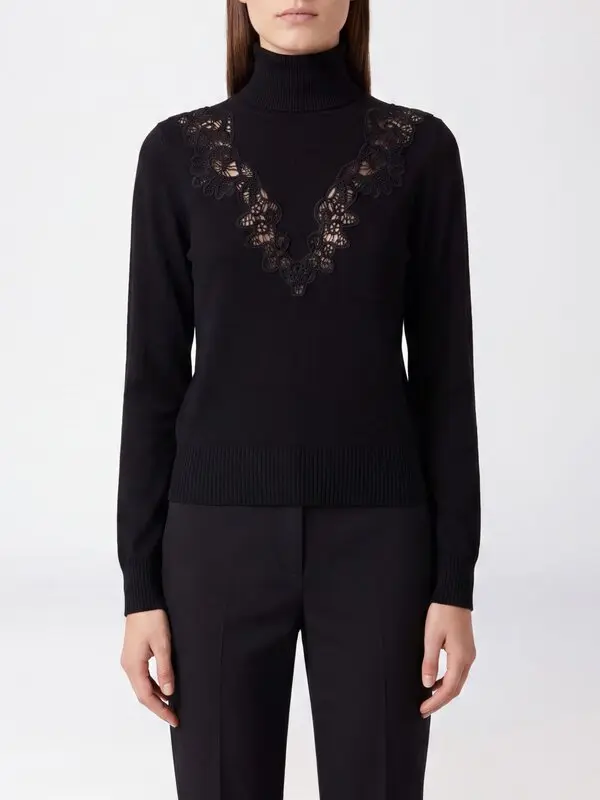 Zimmermann Turtleneck Sweater With Lace Detail - Black