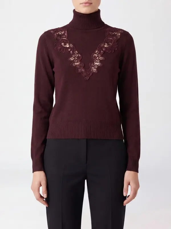 Zimmermann Turtleneck Sweater With Lace Detail - Mahogany