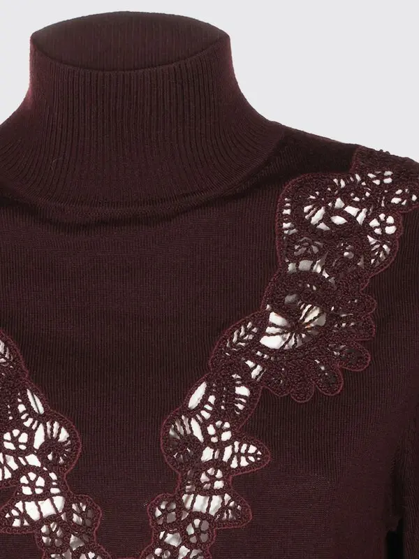 Zimmermann Turtleneck Sweater With Lace Detail - Mahogany