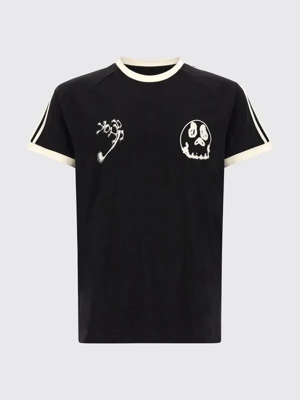 Y3 Short-sleeved Cotton T-shirt With Skull Graphic Print And Contrast Logo