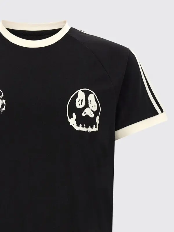 Y3 Short-sleeved Cotton T-shirt With Skull Graphic Print And Contrast Logo