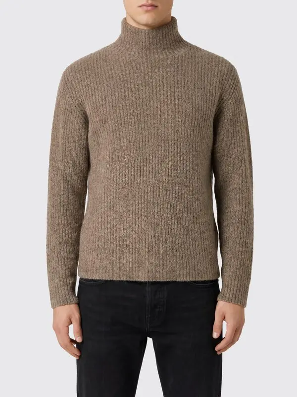 ROBERTO COLLINA Ribbed High Neck Pullover - Camel