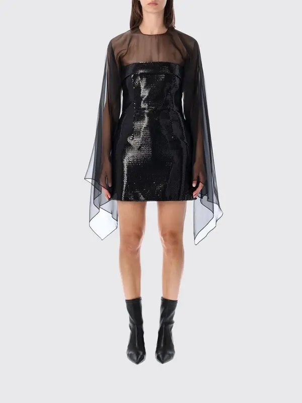 Alberta Ferretti Sequined Sheath Mini Dress With Long Sleeves And Crewneck