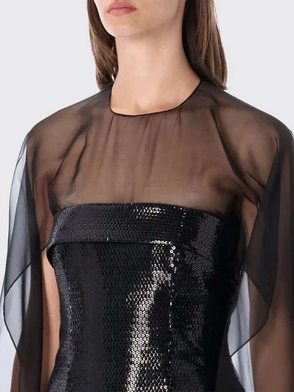 Alberta Ferretti Sequined Sheath Mini Dress With Long Sleeves And Crewneck