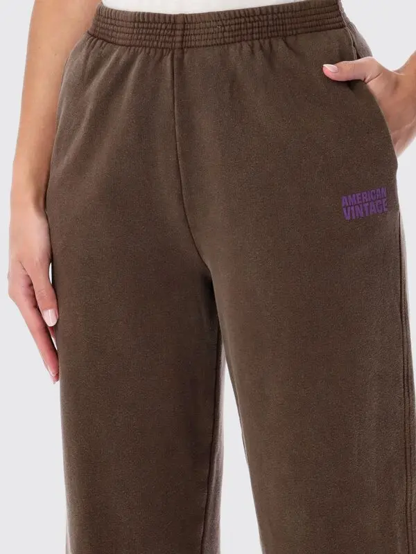 American Vintage Straight-leg Cotton Jogging Trousers With Elastic Waist And Drawstring