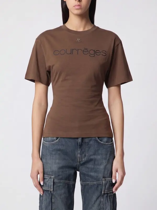 COURREGES Slim Fit Cotton T-shirt With Contrasting Logo
