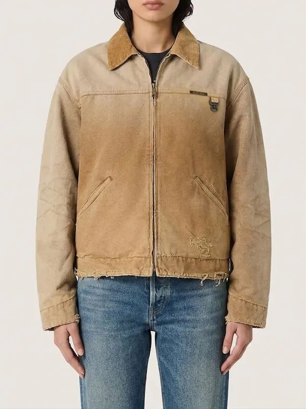 GOLDEN GOOSE Cotton Shirt Jacket With Ribbed Velvet Collar