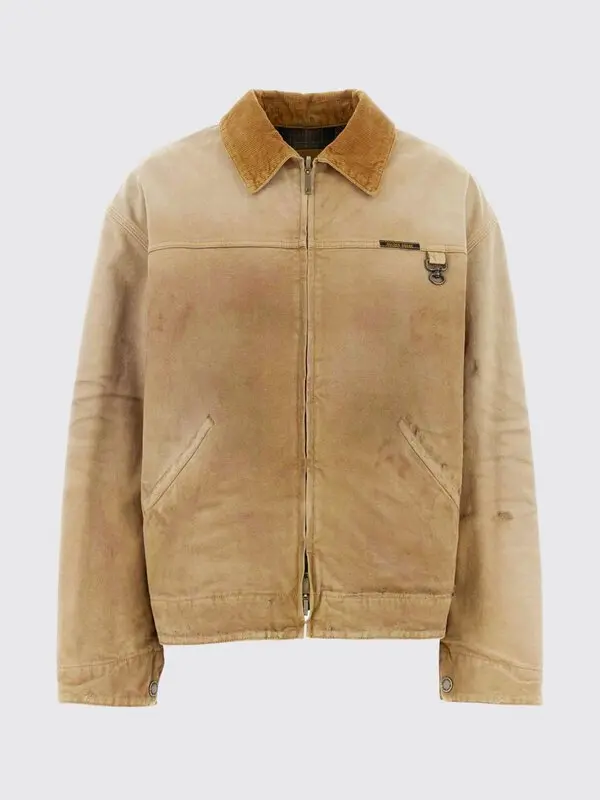 GOLDEN GOOSE Cotton Shirt Jacket With Ribbed Velvet Collar