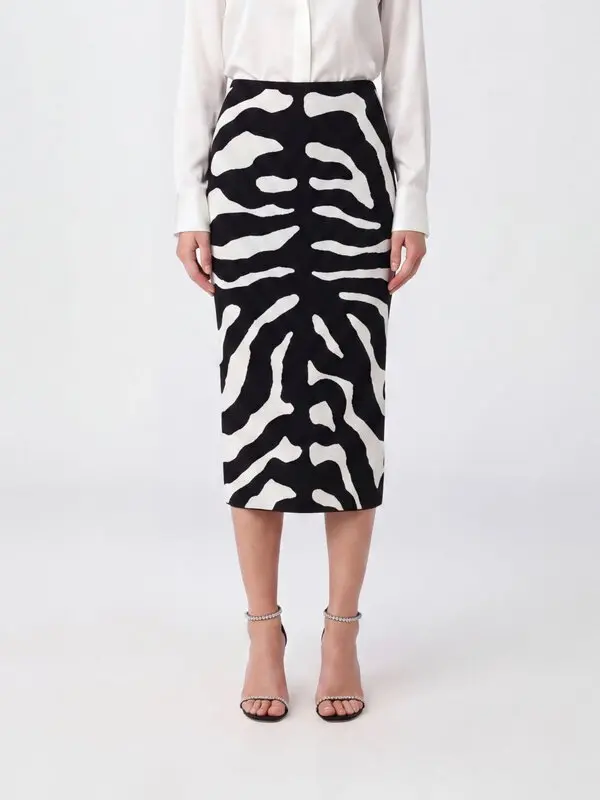 Moschino Zebra-print Mohair Blend Knit Midi Pencil Skirt - Black