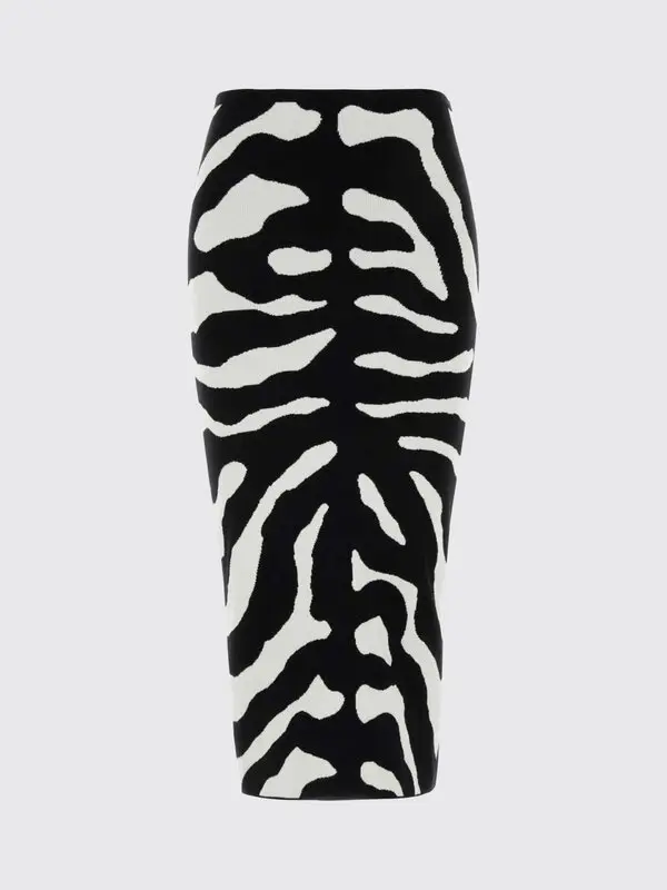 Moschino Zebra-print Mohair Blend Knit Midi Pencil Skirt - Black