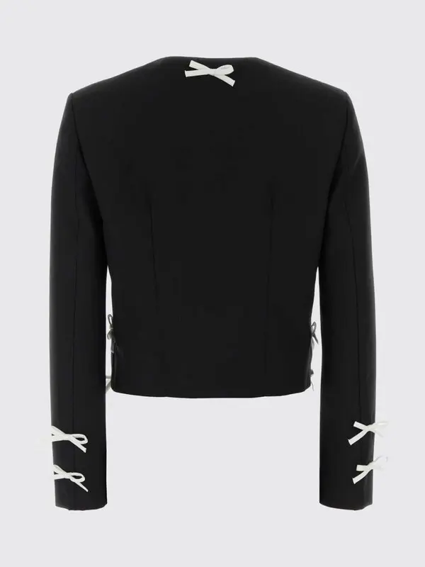 Moschino Virgin Wool Bow Embellished Cropped Blazer