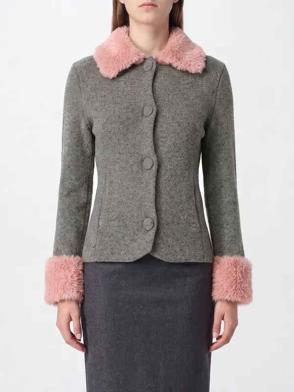 Moschino Knitted Fur Trimmed Sweater - Grey