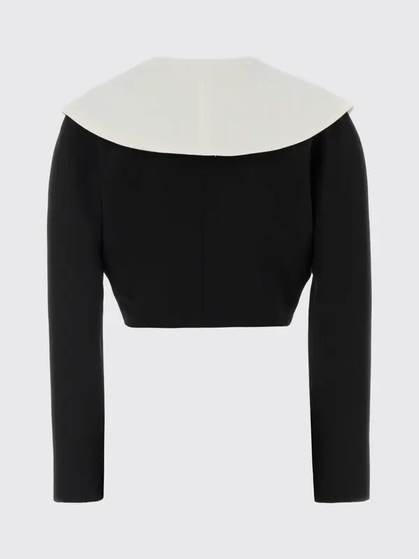 Alessandra Rich Bi-color Cropped Virgin Wool Blazer