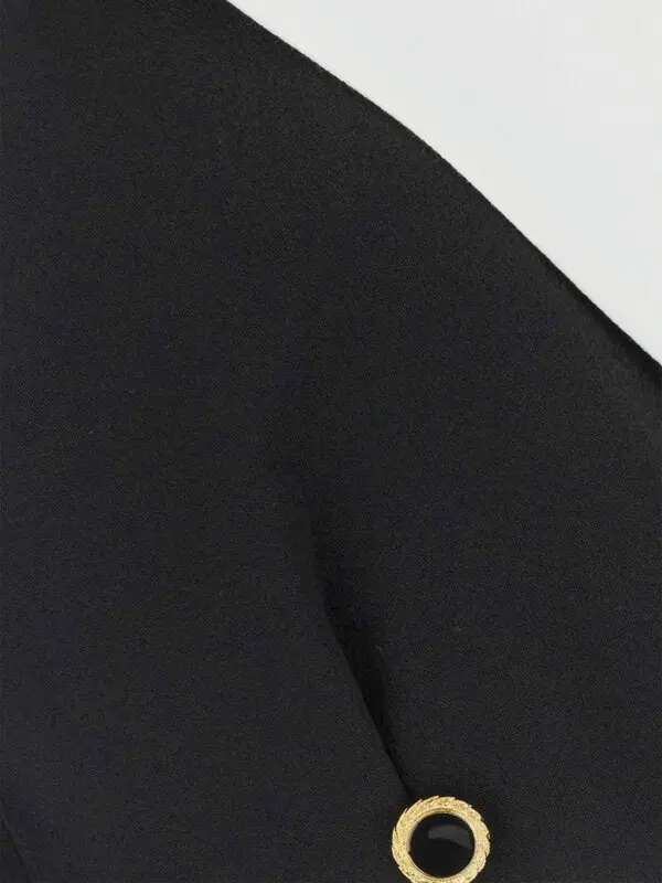 Alessandra Rich Bi-color Cropped Virgin Wool Blazer