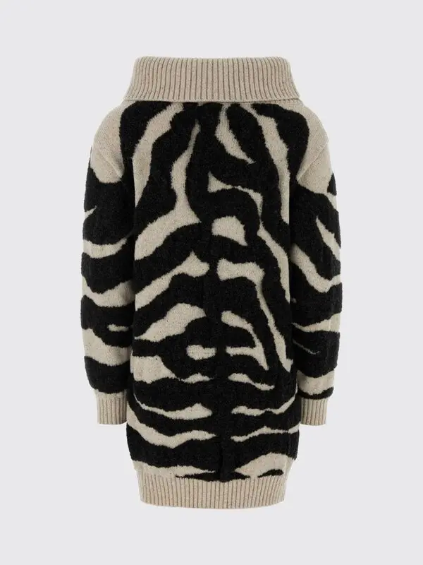 Moschino Zebra-print Wool-blend Turtleneck Mini Dress - Ivory