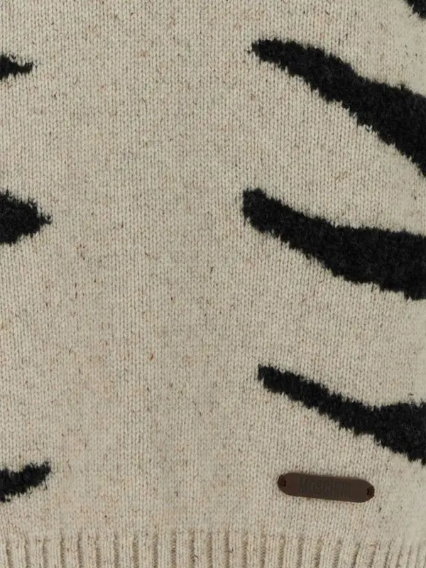Moschino Zebra-print Wool-blend Turtleneck Mini Dress - Ivory