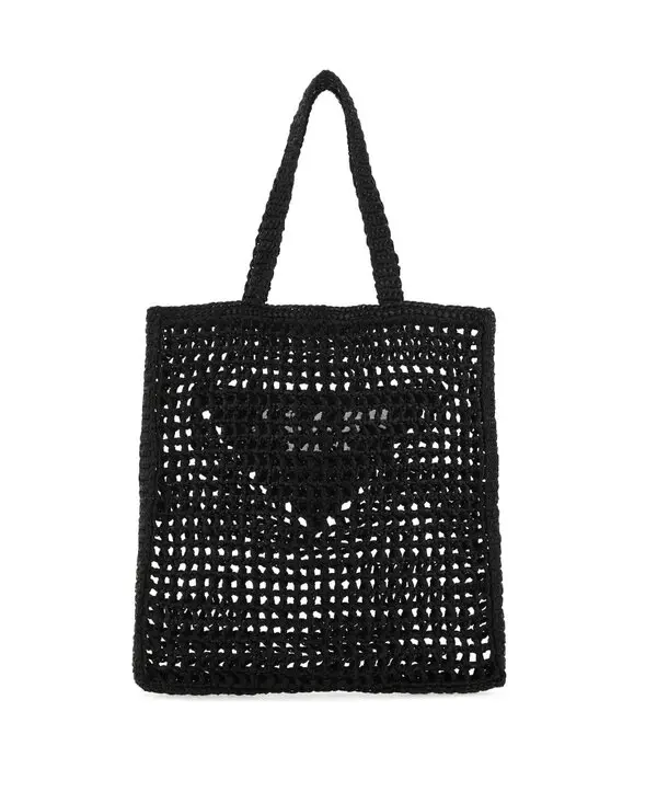 Prada Crocheted Tote Bag With Embroidered Logo