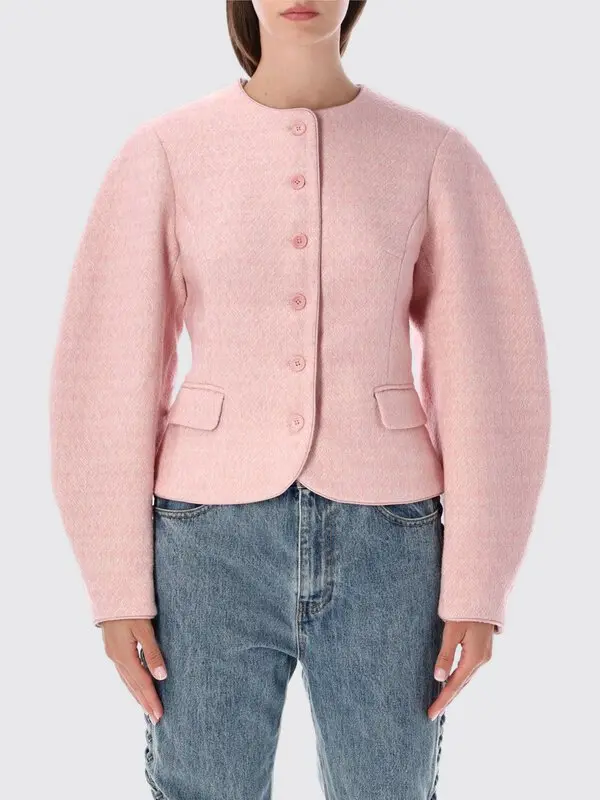 ROTATE BY BIRGER CHRISTENSEN Cropped Jacket With Statement Sleeves - Pink