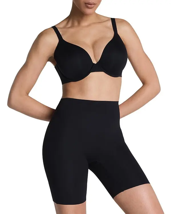 Spanx Shape Suit Your Fancy Low Back Mid Thigh Shorts - Very Black