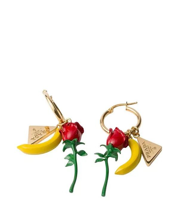 Prada Enameled Metal Earrings - Gold/silver