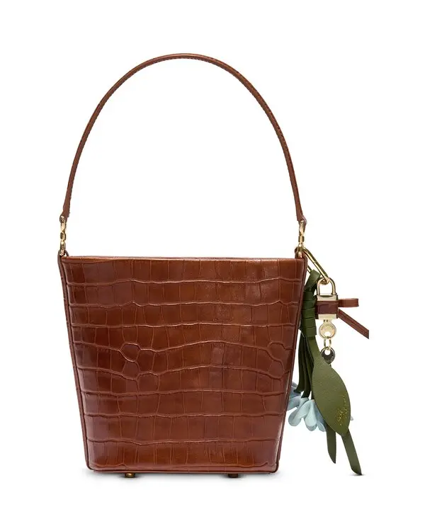 SELF-PORTRAIT Small Croco Embossed Leather Bucket Bag