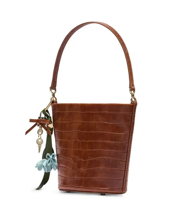 SELF-PORTRAIT Small Croco Embossed Leather Bucket Bag