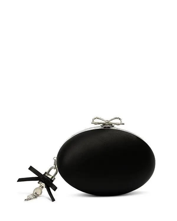 SELF-PORTRAIT Mini Satin Oval Clutch - Black
