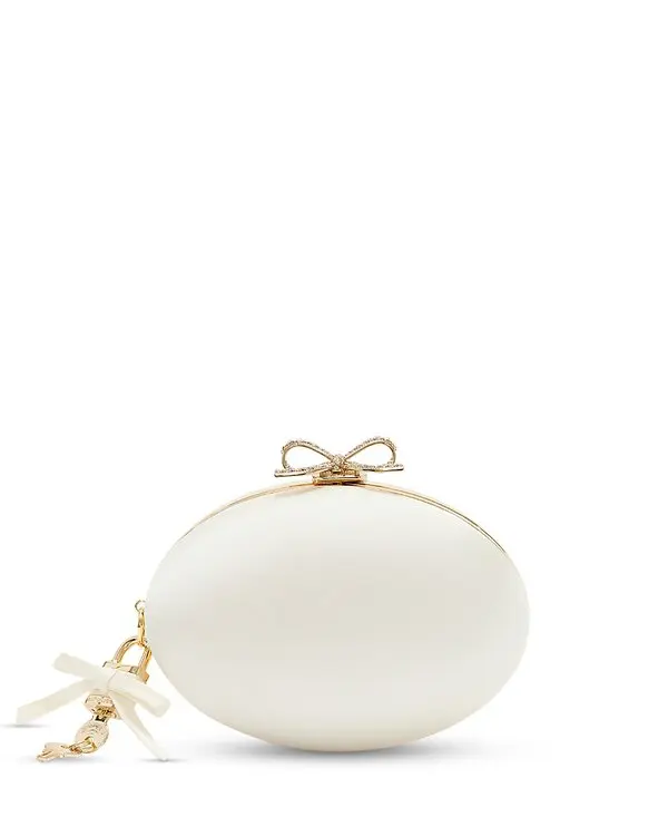 SELF-PORTRAIT Mini Satin Oval Clutch - Cream
