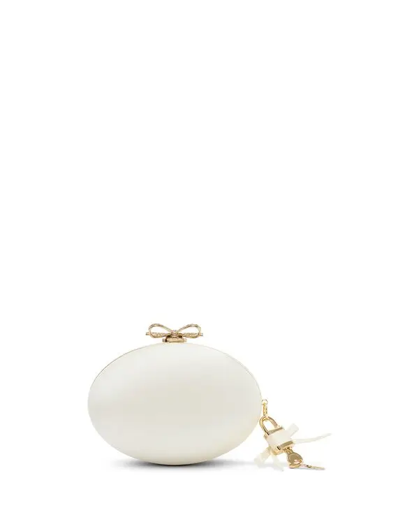 SELF-PORTRAIT Mini Satin Oval Clutch - Cream