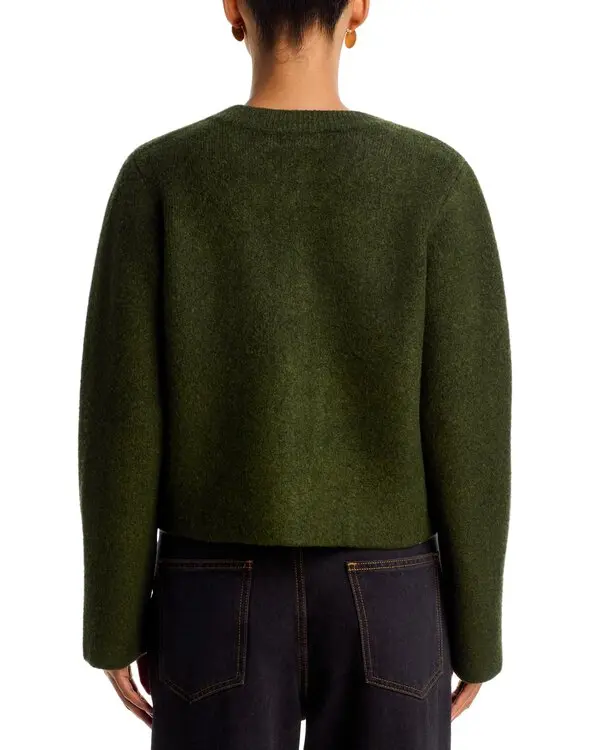 Aqua Boucle Cardigan - Military Green