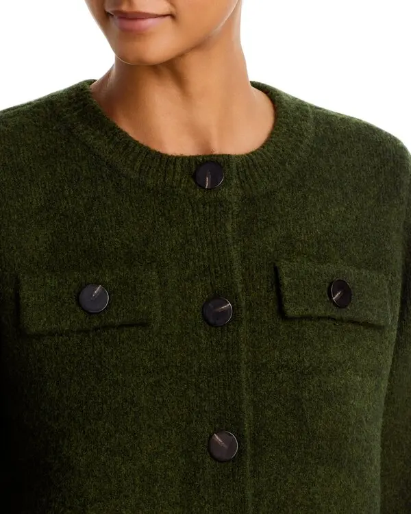 Aqua Boucle Cardigan - Military Green