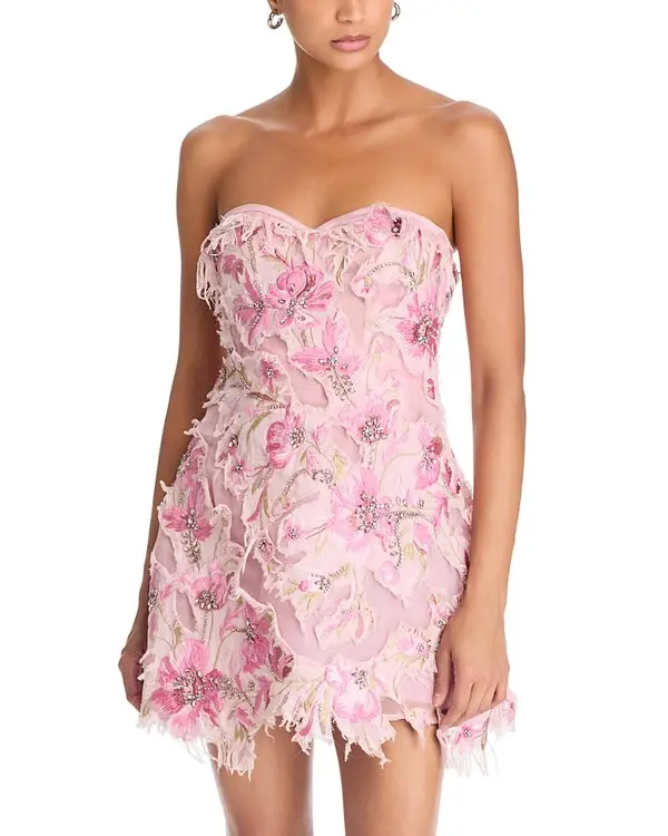 LoveShackFancy Sommaire Embellished Mini Dress - Mulberry Mauve