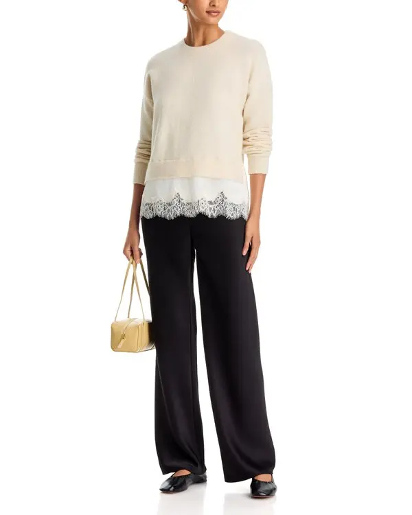 Aqua Aries Layered Look Crewneck Sweater Exclusive - Cream