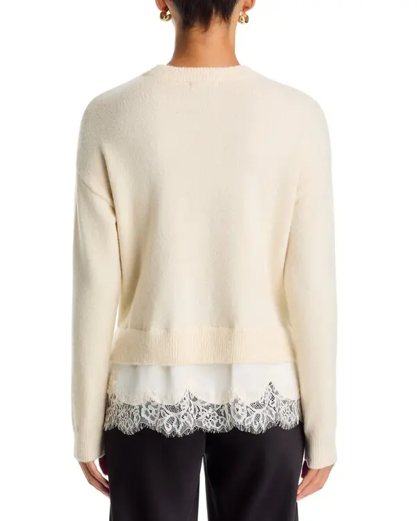 Aqua Aries Layered Look Crewneck Sweater Exclusive - Cream