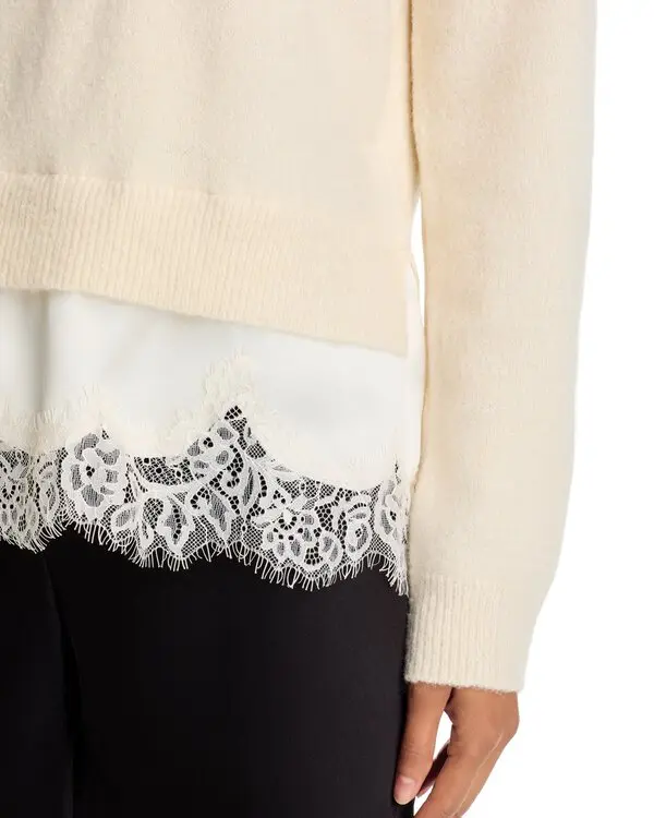 Aqua Aries Layered Look Crewneck Sweater Exclusive - Cream