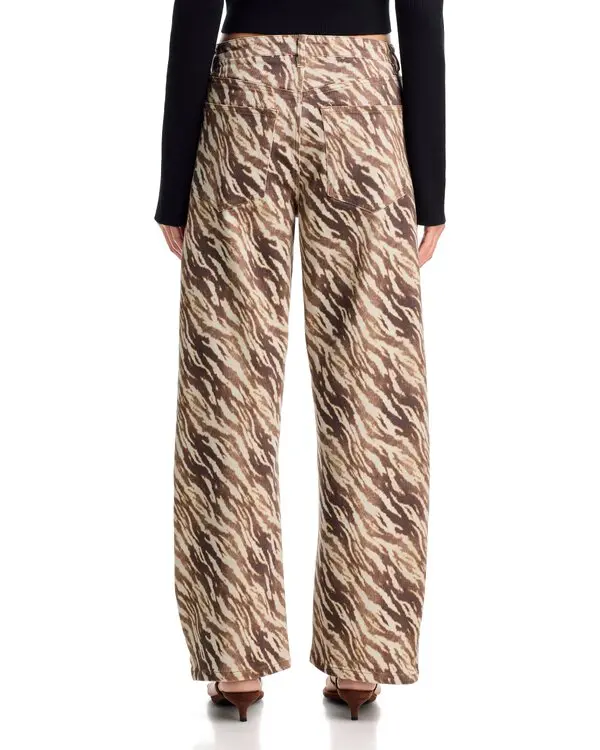 Aqua High Rise Zebra Print Wide Leg Jeans