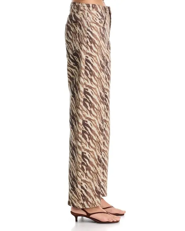 Aqua High Rise Zebra Print Wide Leg Jeans
