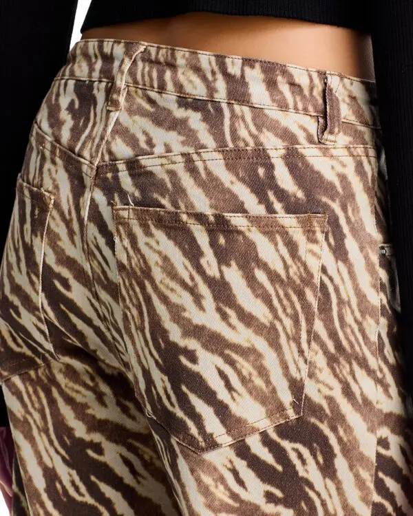 Aqua High Rise Zebra Print Wide Leg Jeans