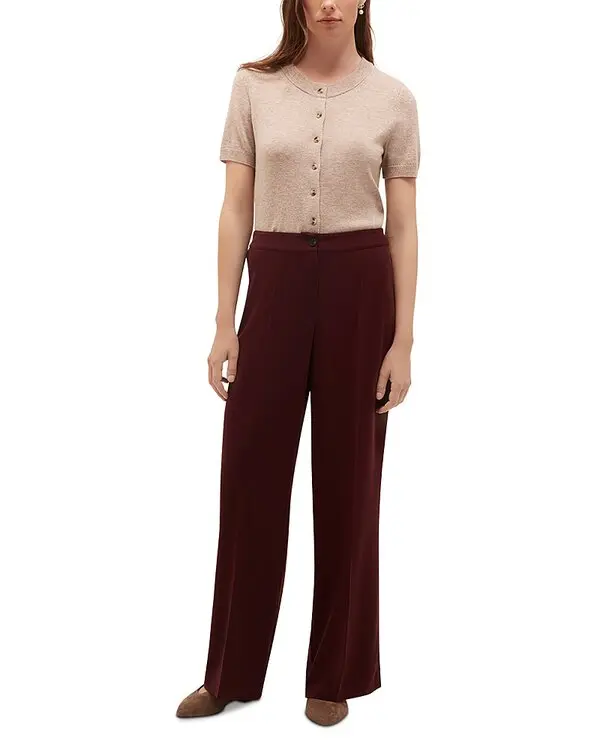 HOBBS LONDON Hadley Mid Rise Wide Leg Trousers - Fig Purple