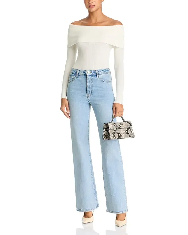 Alice + Olivia Dolan Fold Over Off-the-shoulder Sweater
