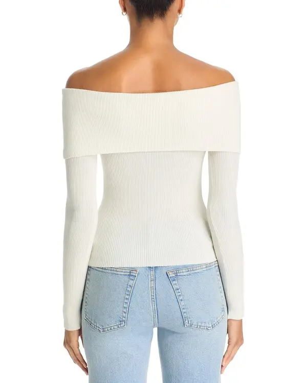 Alice + Olivia Dolan Fold Over Off-the-shoulder Sweater