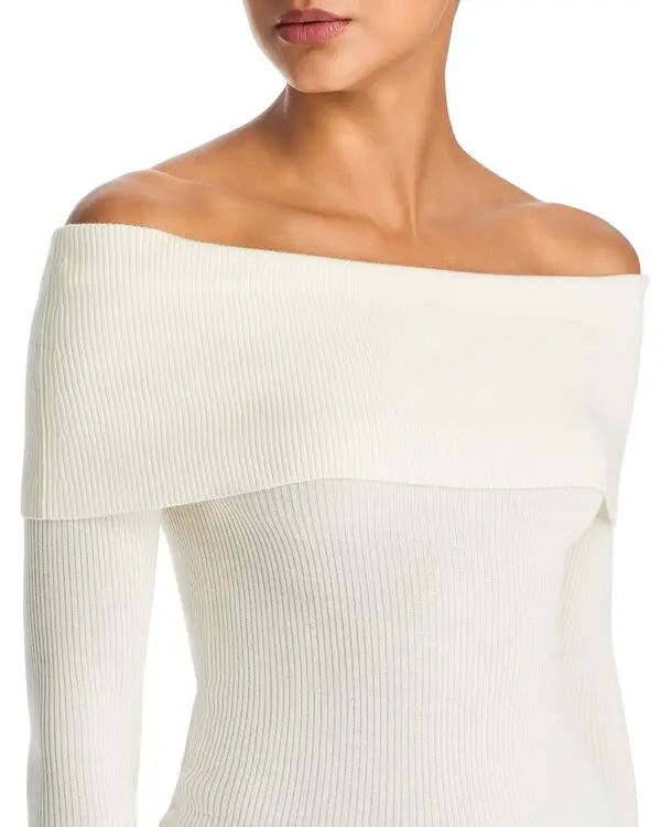 Alice + Olivia Dolan Fold Over Off-the-shoulder Sweater