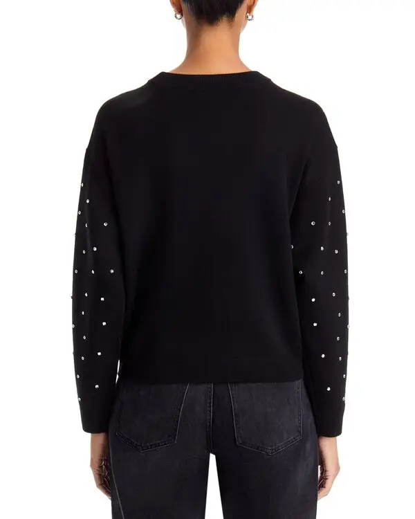 Alice + Olivia Perry Wool Blend Embroidered Rhinestone Sweater