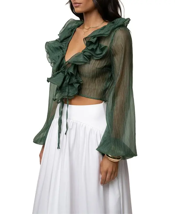 JLUXLABEL Delilah Ruffled Top - Green