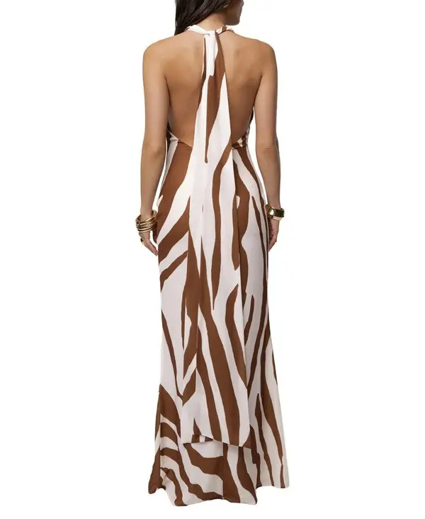 JLUXLABEL Zebra Impressions Plunge Maxi Dress