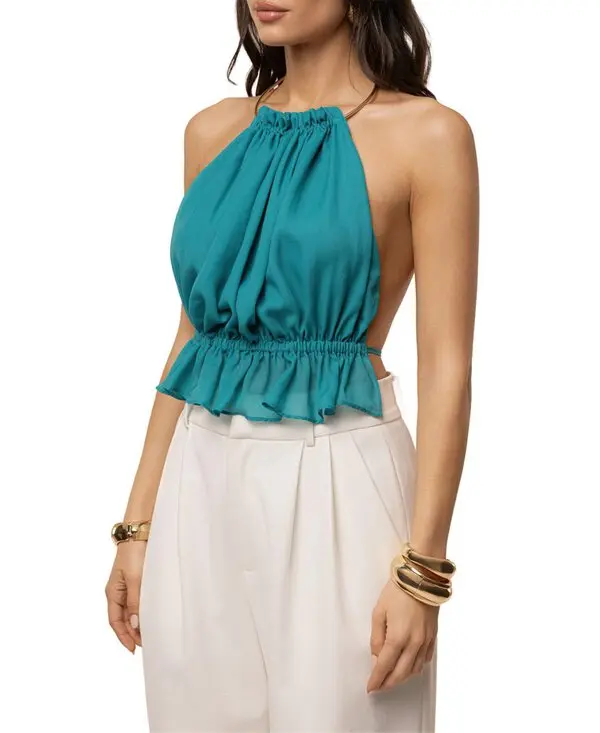 JLUXLABEL Moonlit Coast Halter Top - Aqua